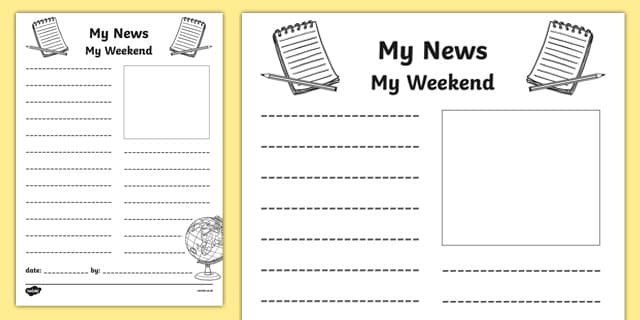 My Weekend Newspaper Writing Template