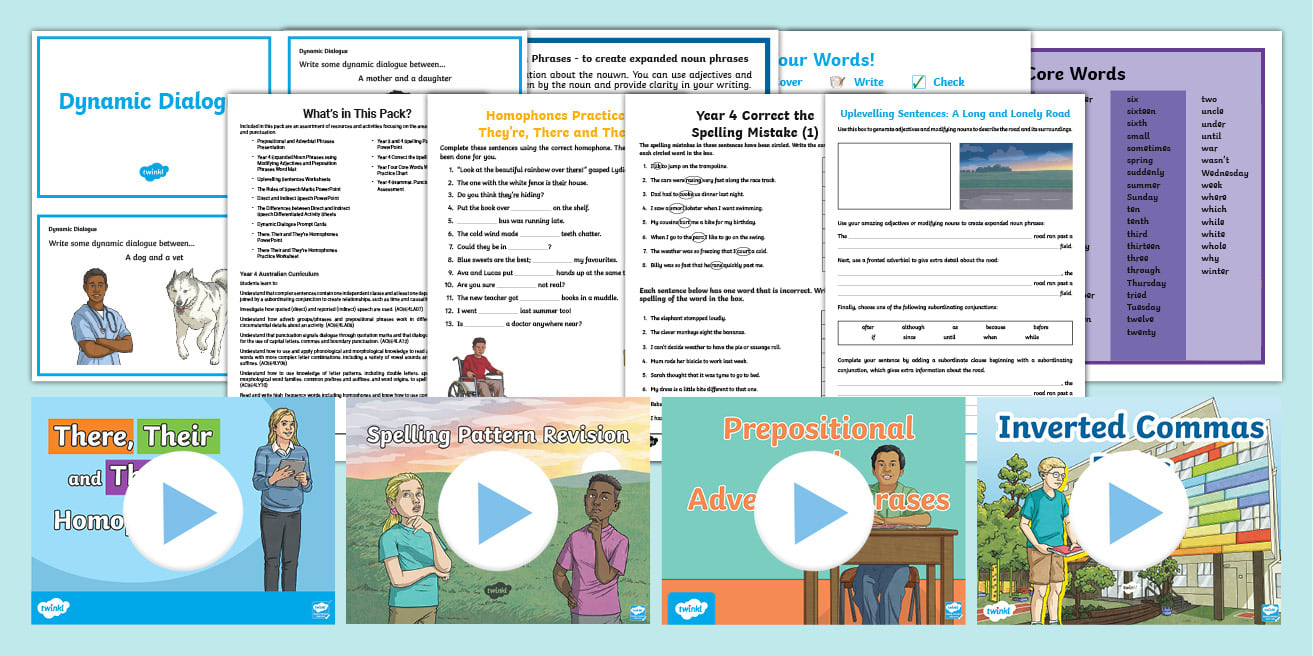 Australian Curriculum Year 4 Grammar, Punctuation and Spelling Pack