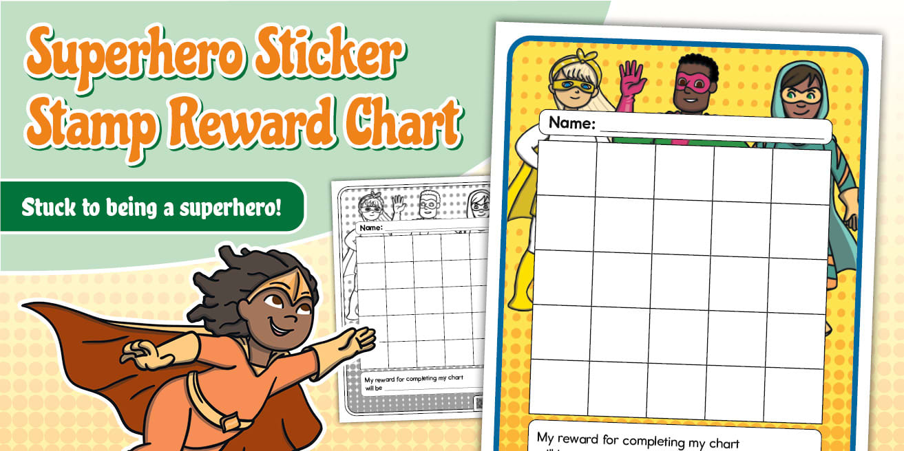 Superhero Sticker Stamp Reward Chart