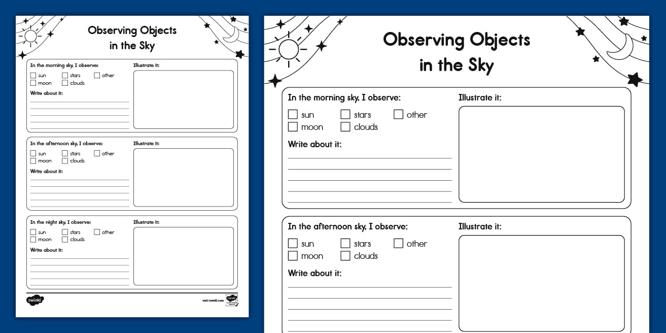 First Grade Observing Objects in the Sky Note-Taking Worksheet