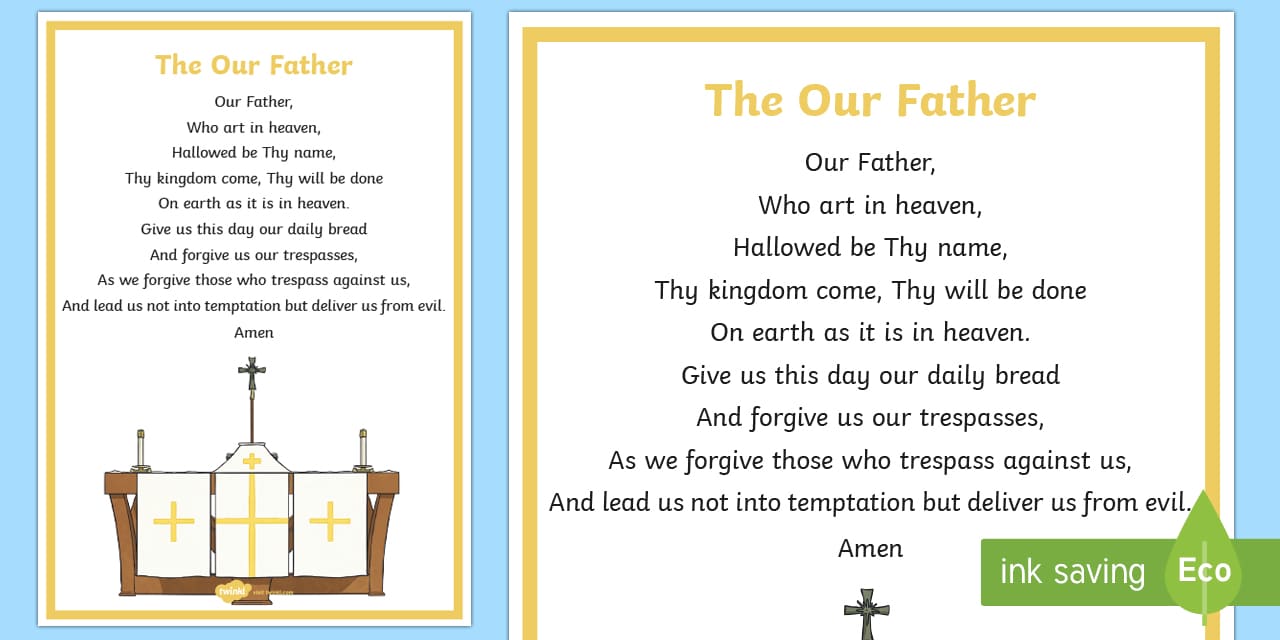 The Our Father A4 Display Poster - CfE Catholic Christianity, prayers ...