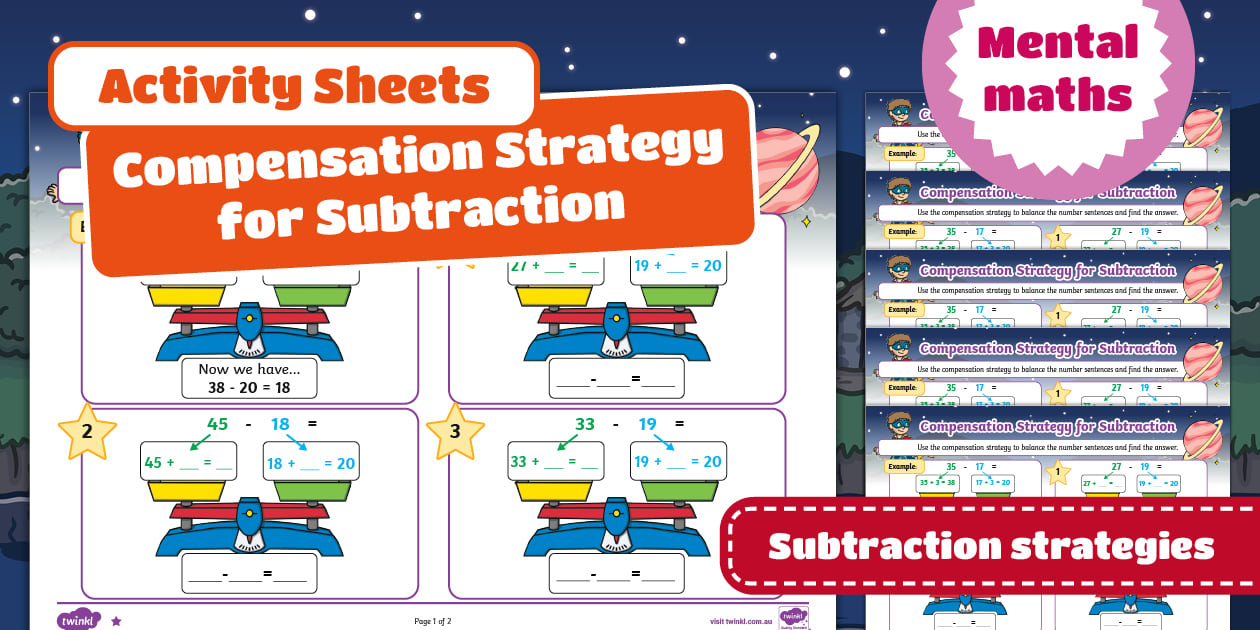 Compensation Strategy for Subtraction Activity Sheets