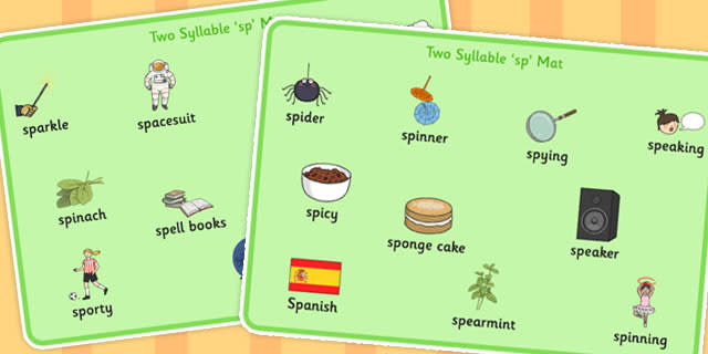 Two Syllable SP Word Mats