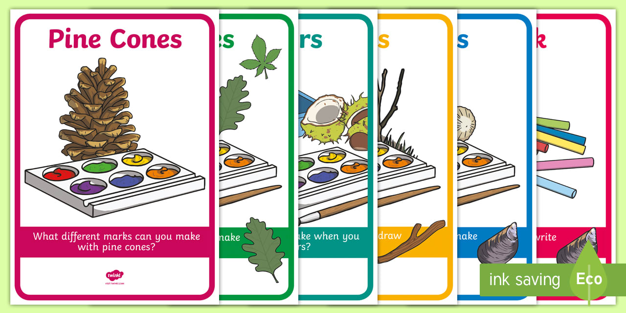 Mark Making with Natural Materials Display Posters - EYFS Materials ...