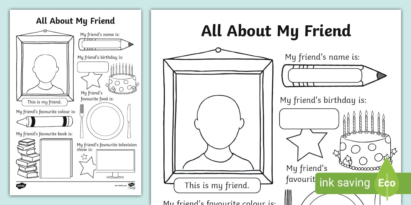 All About My Friend Writing Frame