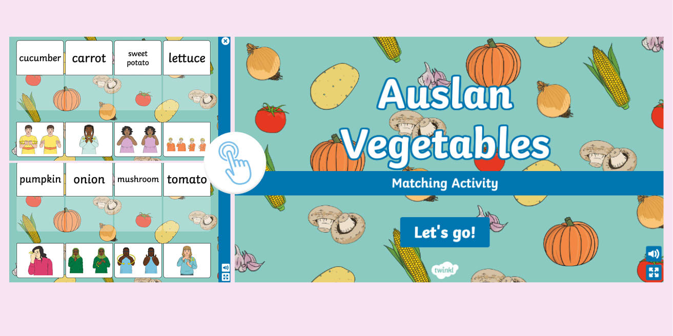 Auslan Vegetables Interactive Matching Activity