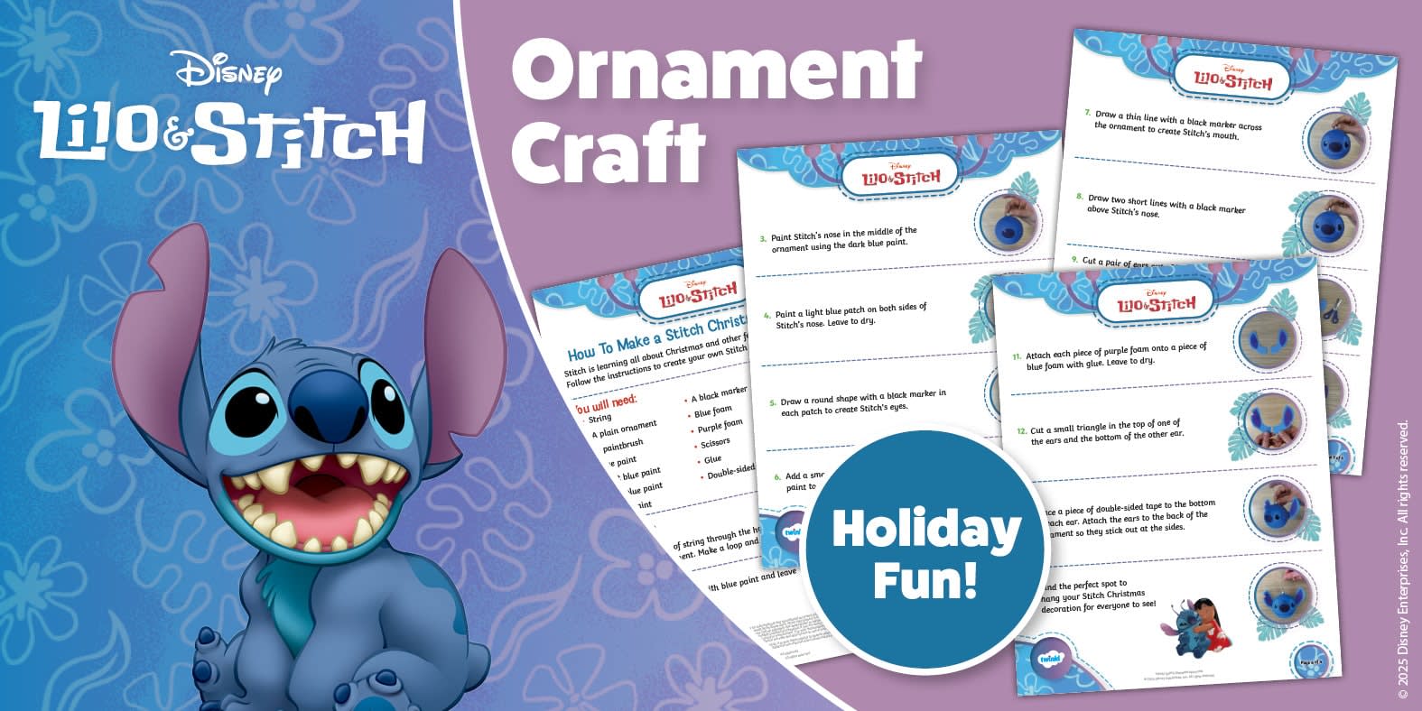 Lilo & Stitch: Holiday Ornament Craft Instructions