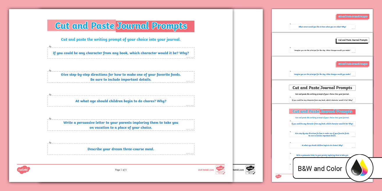 Third Grade Cut and Paste Journal Prompts