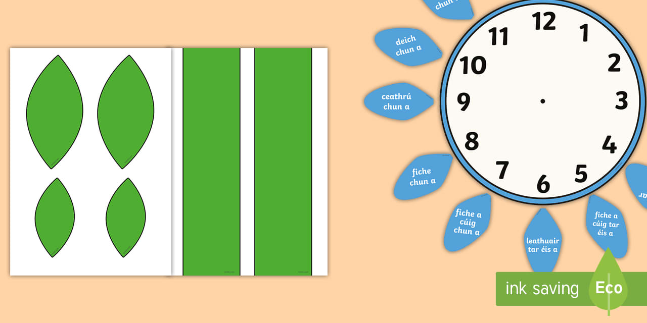 Clog Analógach: Lipéid Blátha - Irish, Analogue Clock Flower Labels ...