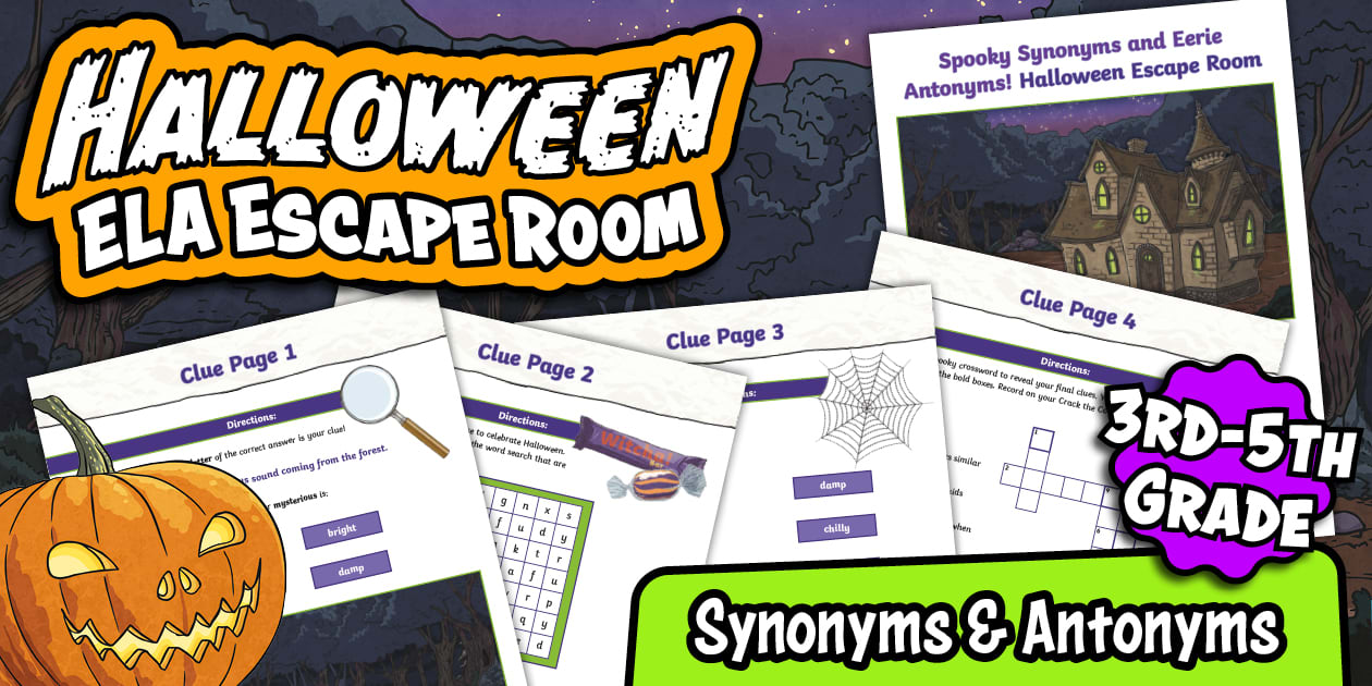 Halloween ELA Escape Room for 3rd-5th Grade