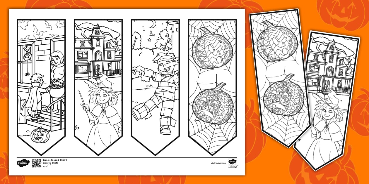 Halloween Colouring Bookmarks