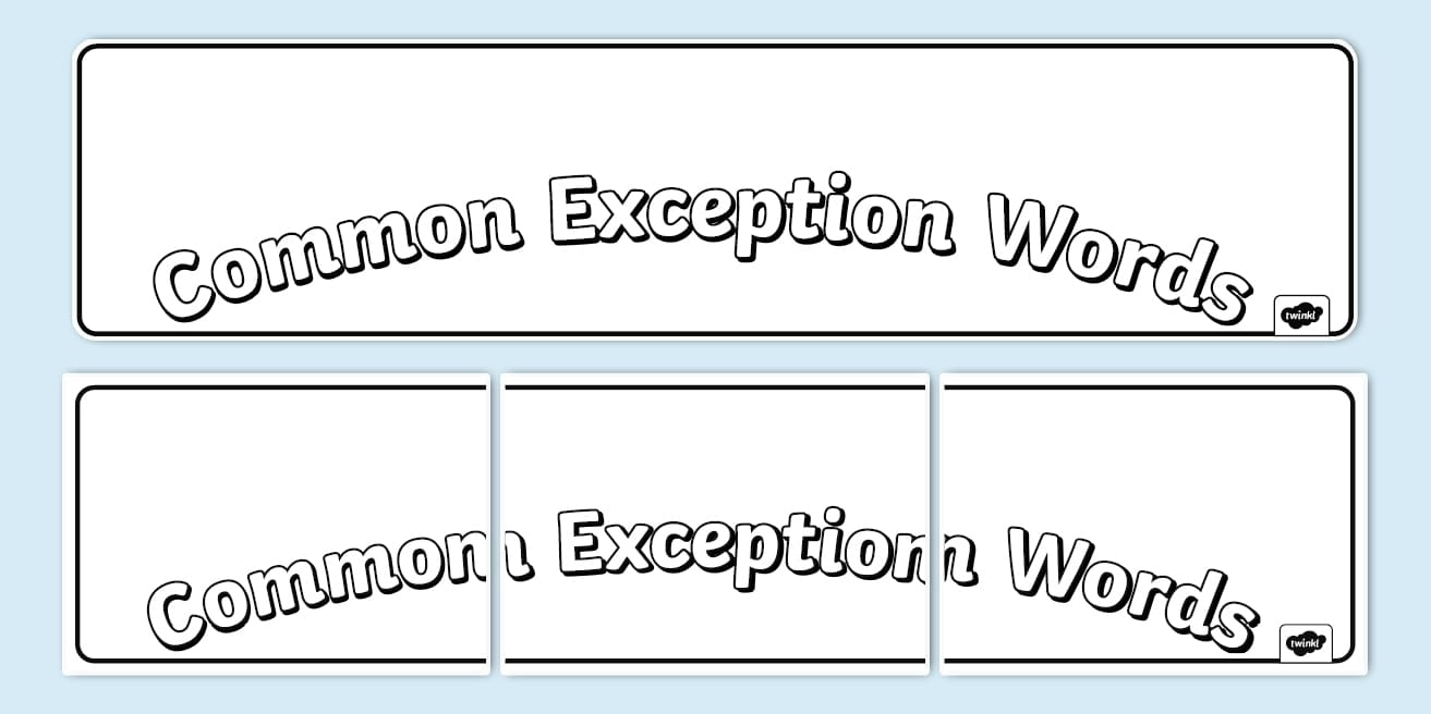 Common Exception Words Collaborative Drawing Display Banner