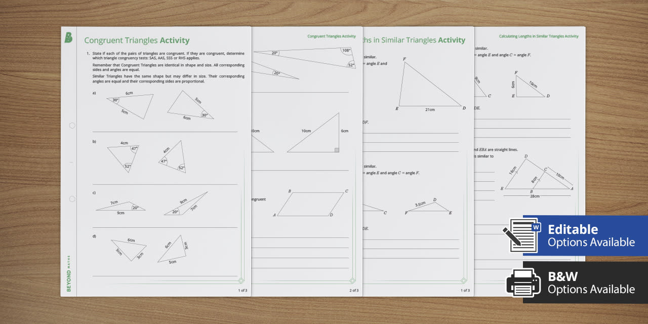 Similarity and Congruence Worksheet