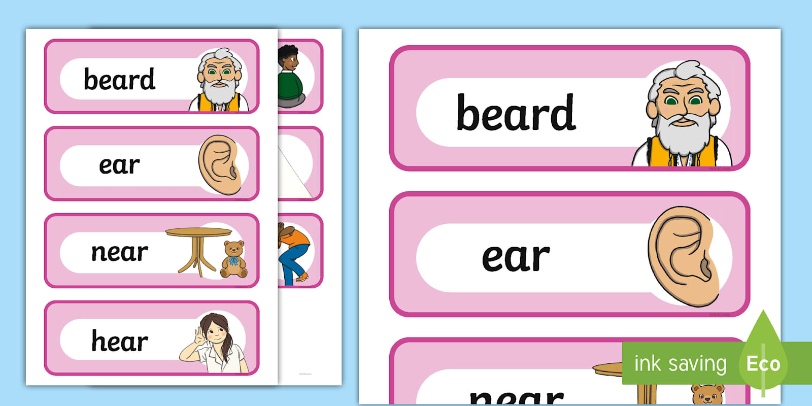 'ear' Sound Word Cards