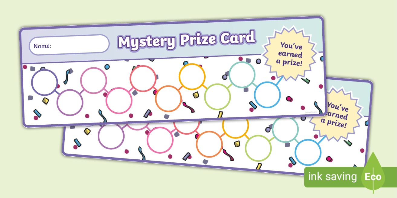 Mystery Prize Punch Cards | Mystery Prize Reward Cards