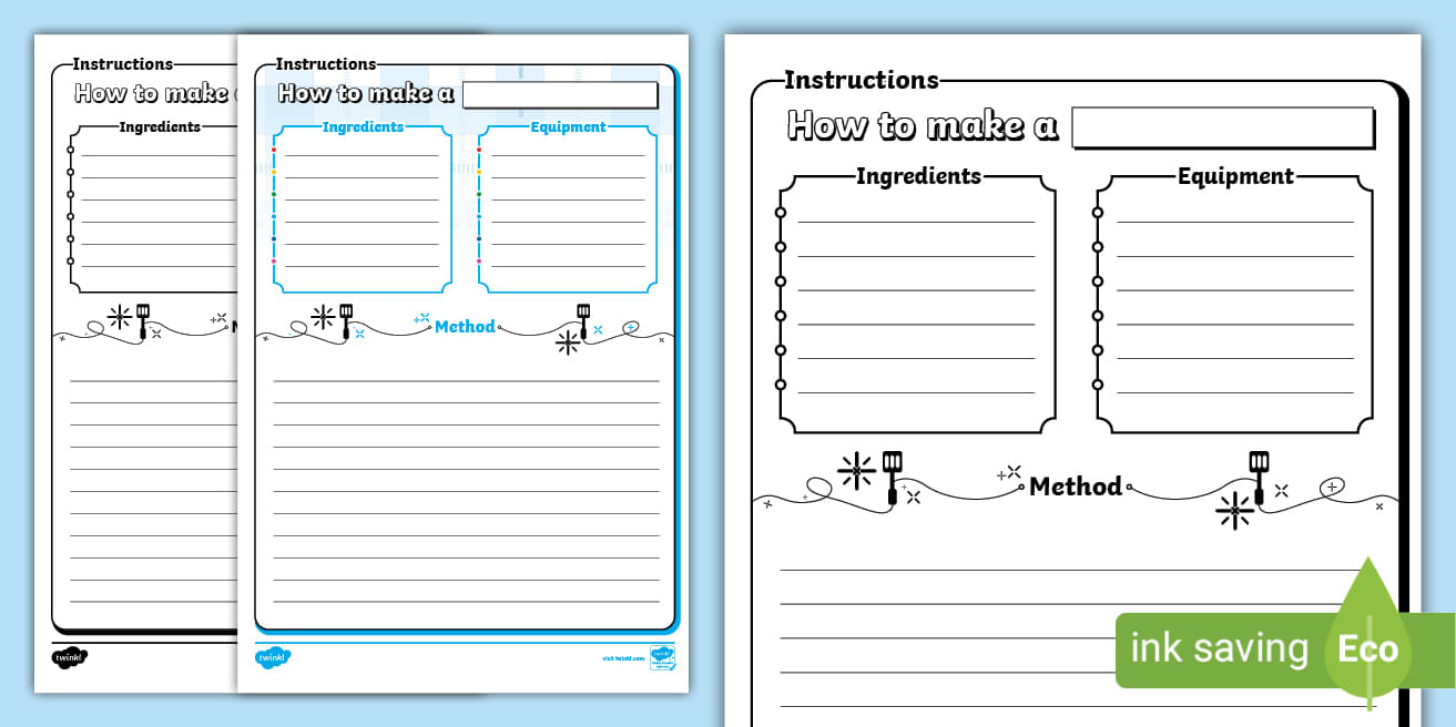 Recipe Worksheets for Students - Cooking | Twinkl