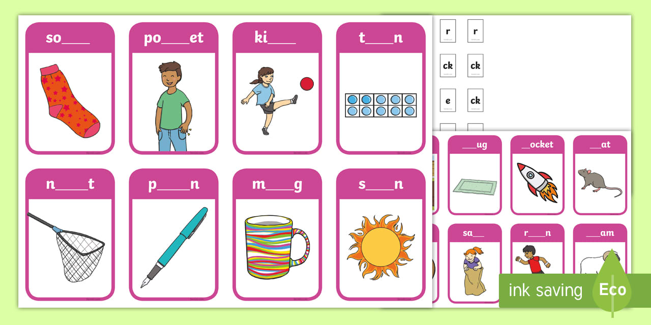 Phase 2 ck, e, u, r Peg Matching Game - Letters And Sounds, Blend ...
