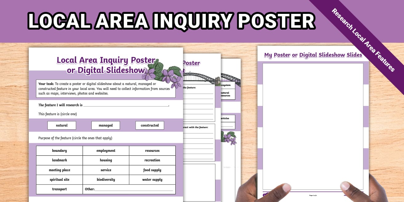 Local Area Inquiry Poster activity sheets for Geography