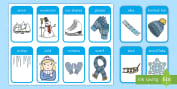 Winter Words and Pictures Flashcards Arabic/English - Winter Words and