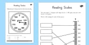 Reading Scales Worksheet - Maths - KS2 - Twinkl