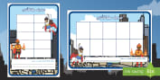 Superheroes Ten-Frame Sticker Reward Charts Arabic/English