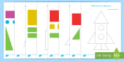 2D Shapes Firework Cut Out Matching Activity Arabic/English