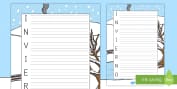 Winter Template Acrostic Poem (profesor hizo) - Twinkl