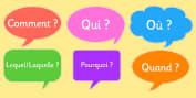 Question Words on Speech Bubbles Posters