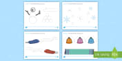 Winter Pencil Control Worksheet / Worksheets - English / Spanish - Winter