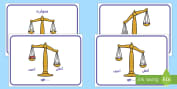 Weight Comparison Display Posters English/Spanish - Twinkl