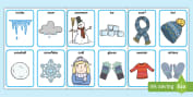 Winter Pairs Matching Game - English/Spanish - Winter Pairs Matching Game