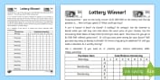 Lotto Winner Activity (teacher made) - Twinkl