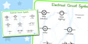 Electricity Circuit Symbols Word Mat - KS2 - Twinkl