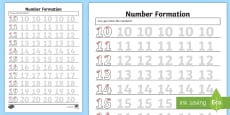 Number Formation Worksheet 0 to 9 (teacher made)