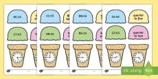 Telling the Time Ice Cream Cone Matching Activity - telling the time, ice