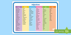 Alternative Adjectives Vocabulary Grid (teacher made)