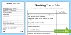 Dissolving Experiments | KS2 Investigation Worksheet