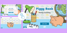 Piggy Bank: Money Pairing to £1 Game - KS1, KS2, Maths, Measures, Money