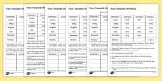 Reading a Bus Timetable Differentiated Worksheet / Worksheets