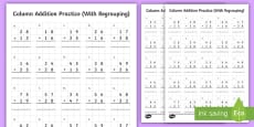 2-Digit Addition on Squared Paper Worksheet / Worksheet
