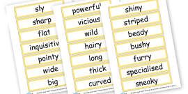 Animal Adjectives Word Mat (teacher made) - Twinkl