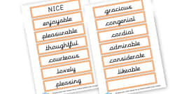 Alternative Nice Words Poster – Other words for ‘nice’