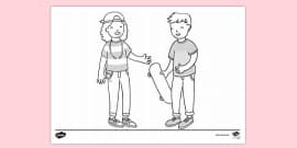 FREE! - Boy and Girl Cleaning Table Colouring Sheet - Twinkl