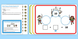 Pirate-Themed Number Facts of 10 Worksheet (teacher made)