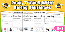 Read, Trace & Write the Sentences Worksheets for K-1