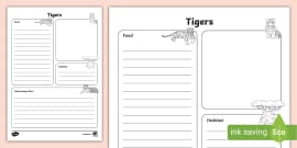 Describe the Tiger Writing Activity Sheet,tigers - Twinkl