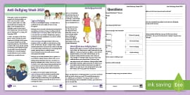 KS1 Anti-Bullying Week Differentiated Reading Comprehension Activity
