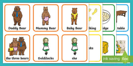Goldilocks and the Three Bears Word Cards (teacher made)
