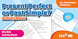ESL Present Perfect Activity Sheet for Kids