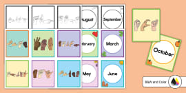 ASL Months of the Year Flash Cards (Teacher-Made) - Twinkl